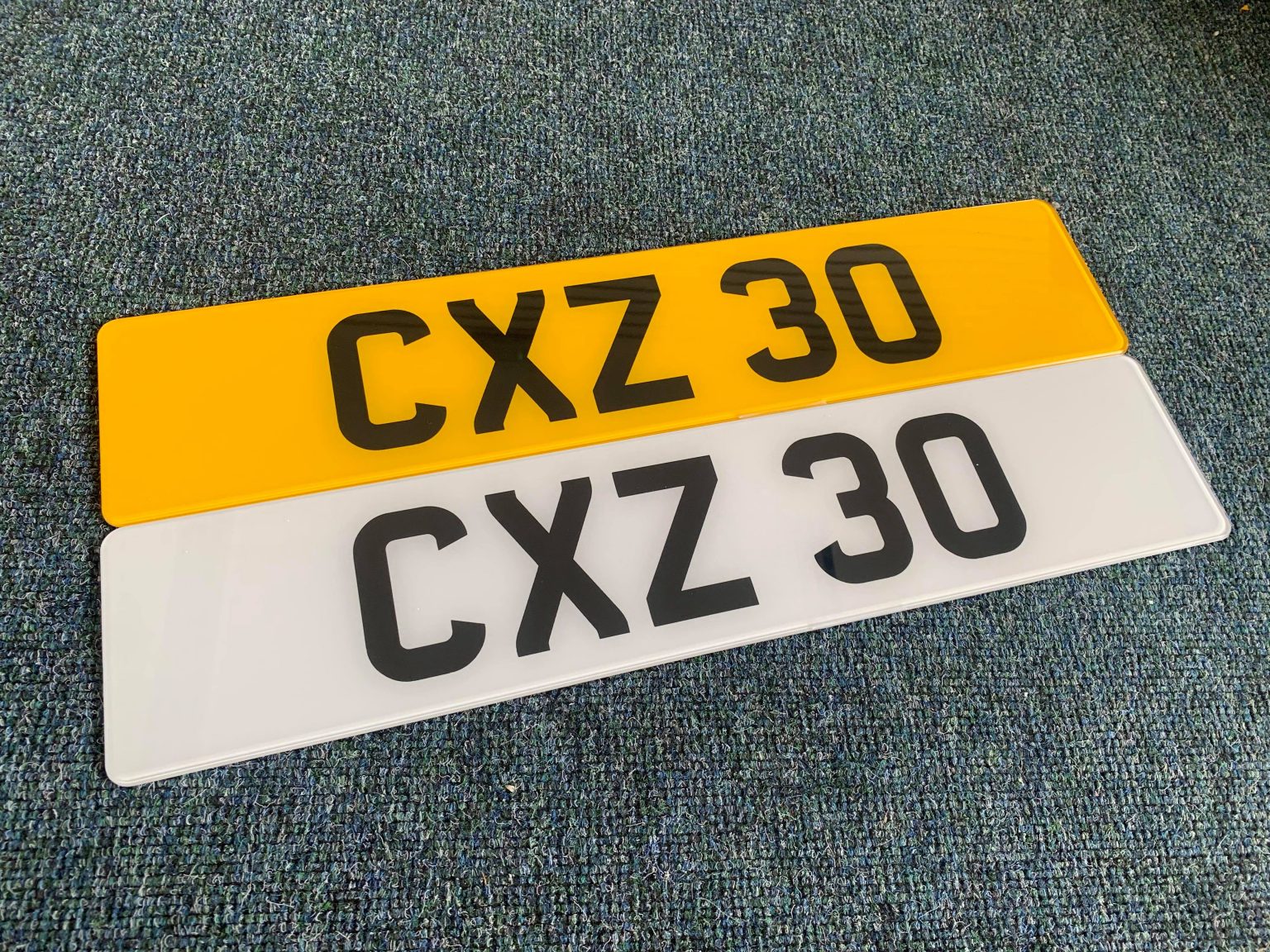 Standard MOT Plates in Charles Wright Font – Gel Plates UK